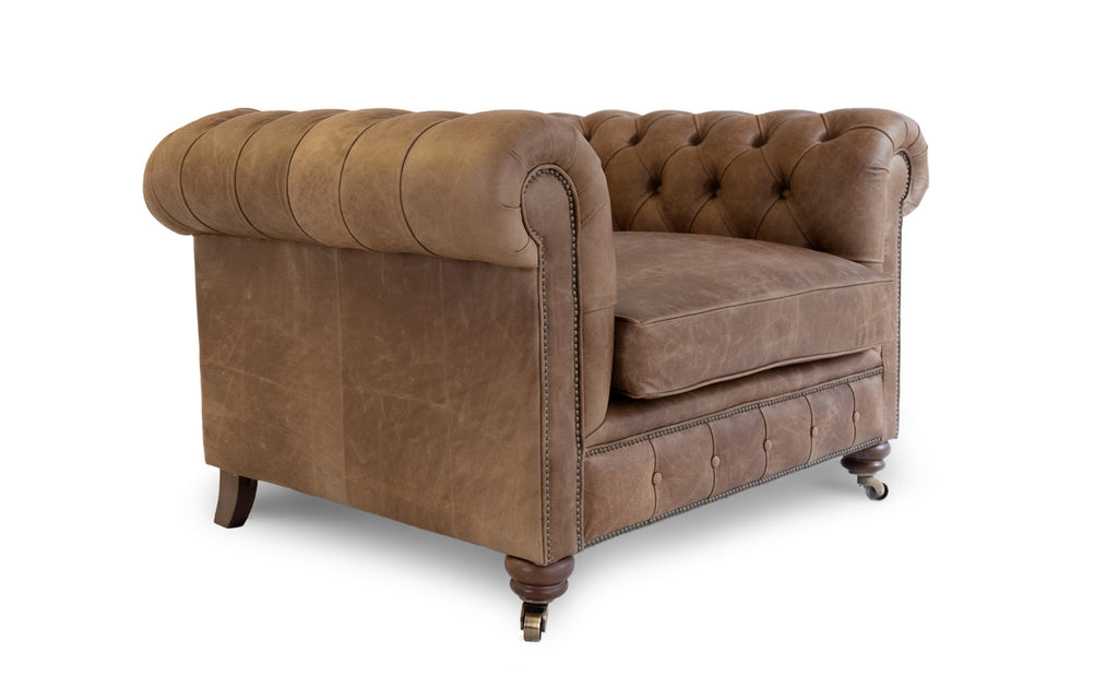 "Mini" Monty snuggler Chesterfield in Honey Vintage Leather