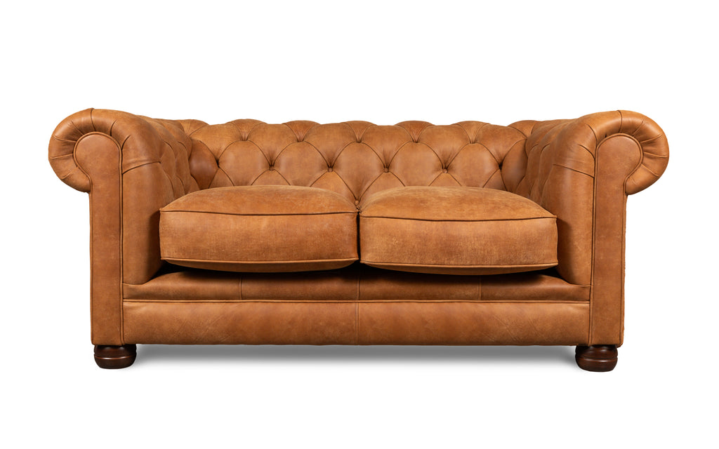 Huxley 4 seater Chesterfield sofa in Bark Rustic Leather
