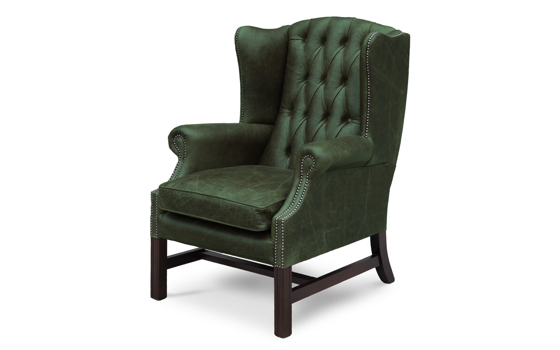 Elsie Wing Back Chair in Dark brown Vintage Leather